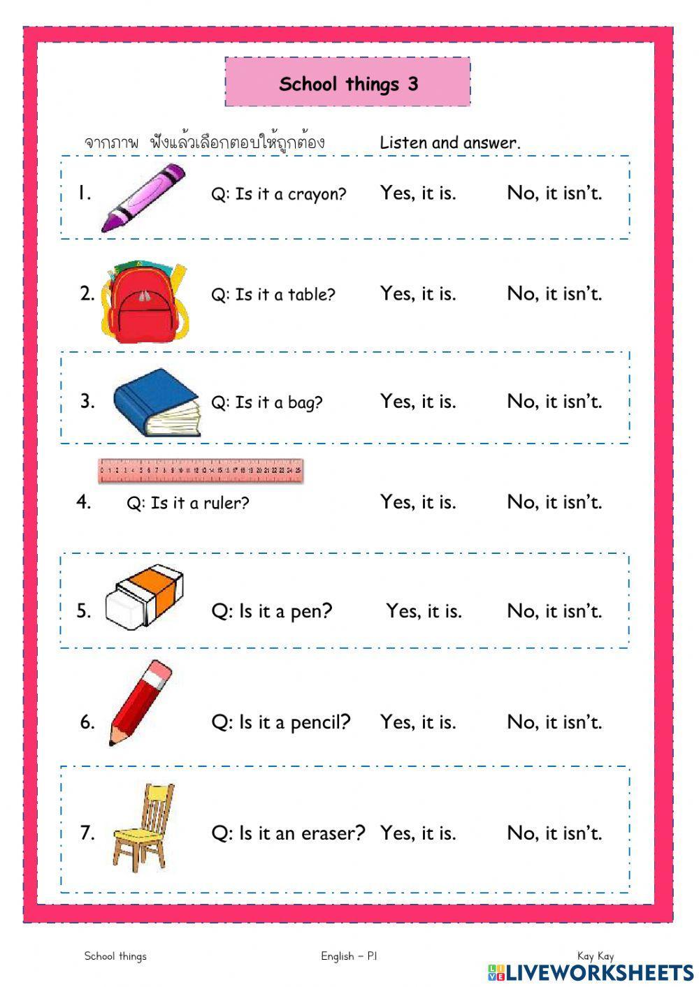 School things 1751546 | PHASINEE | Live Worksheets