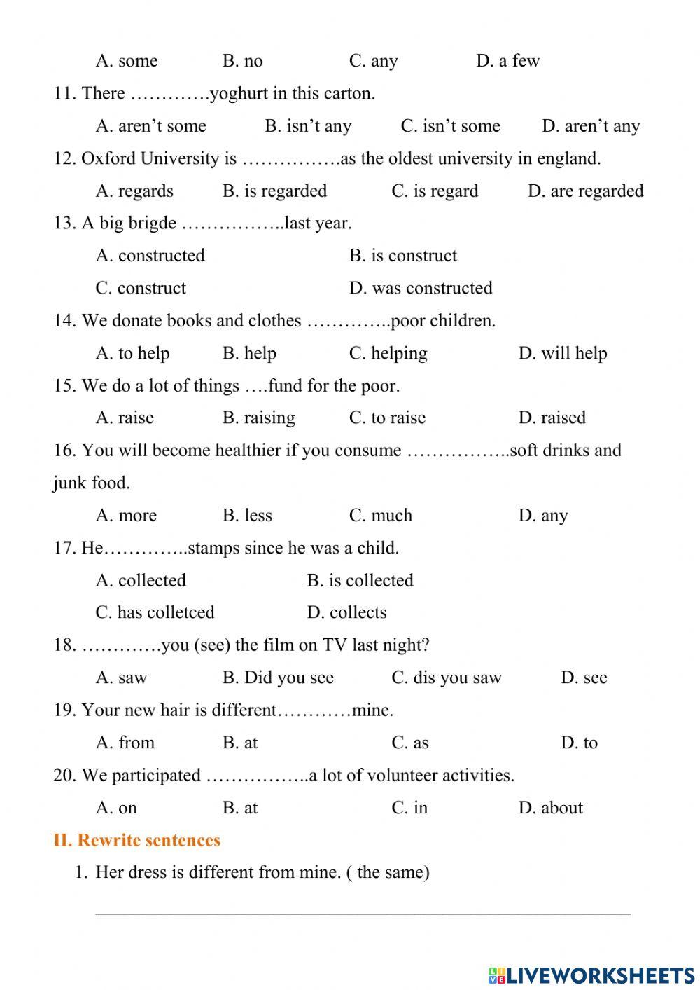 Test 3 online pdf worksheet | Live Worksheets