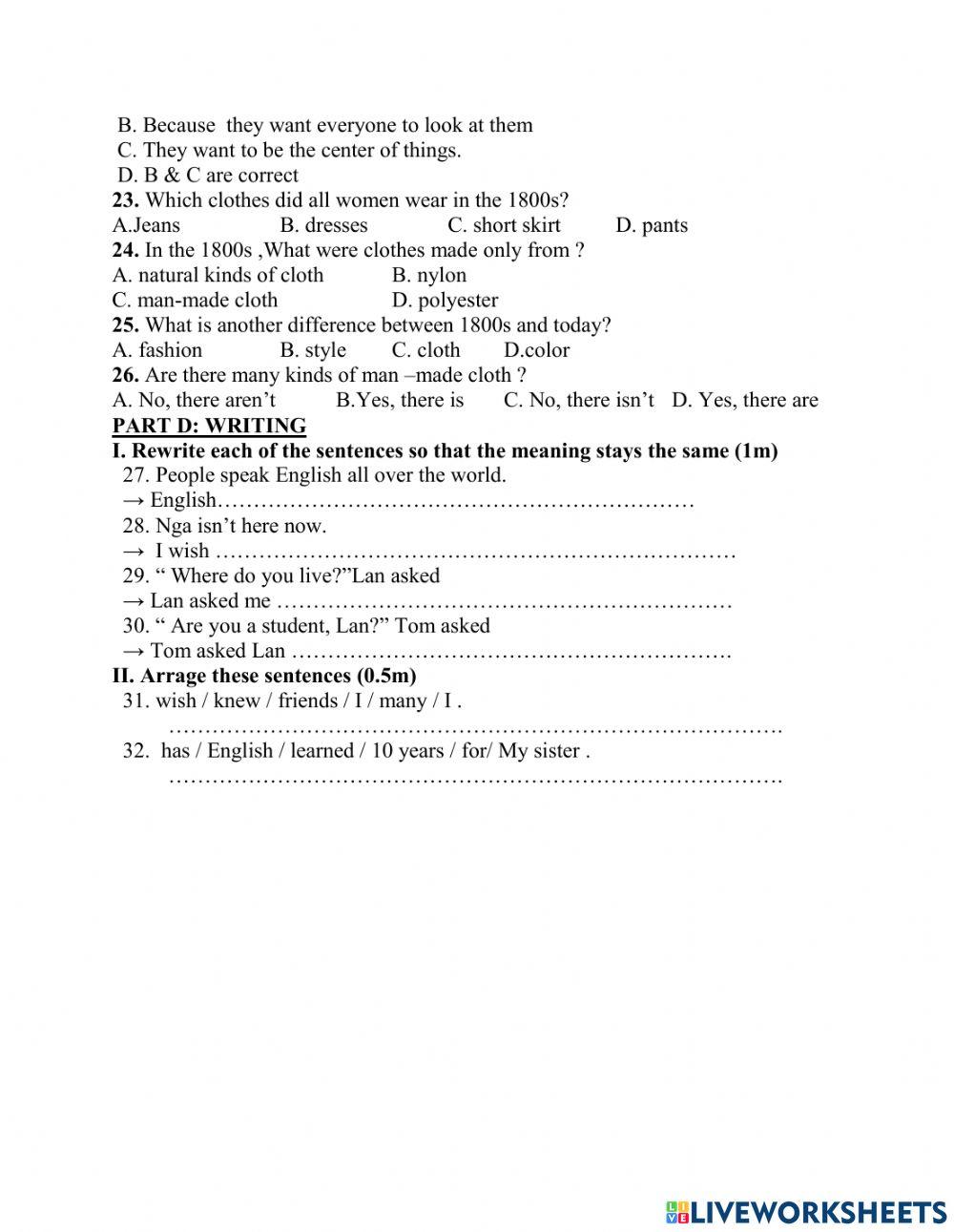 2645699 | THE FIRST TERM TEST GRADE 9 | Trịnh Thị Kim