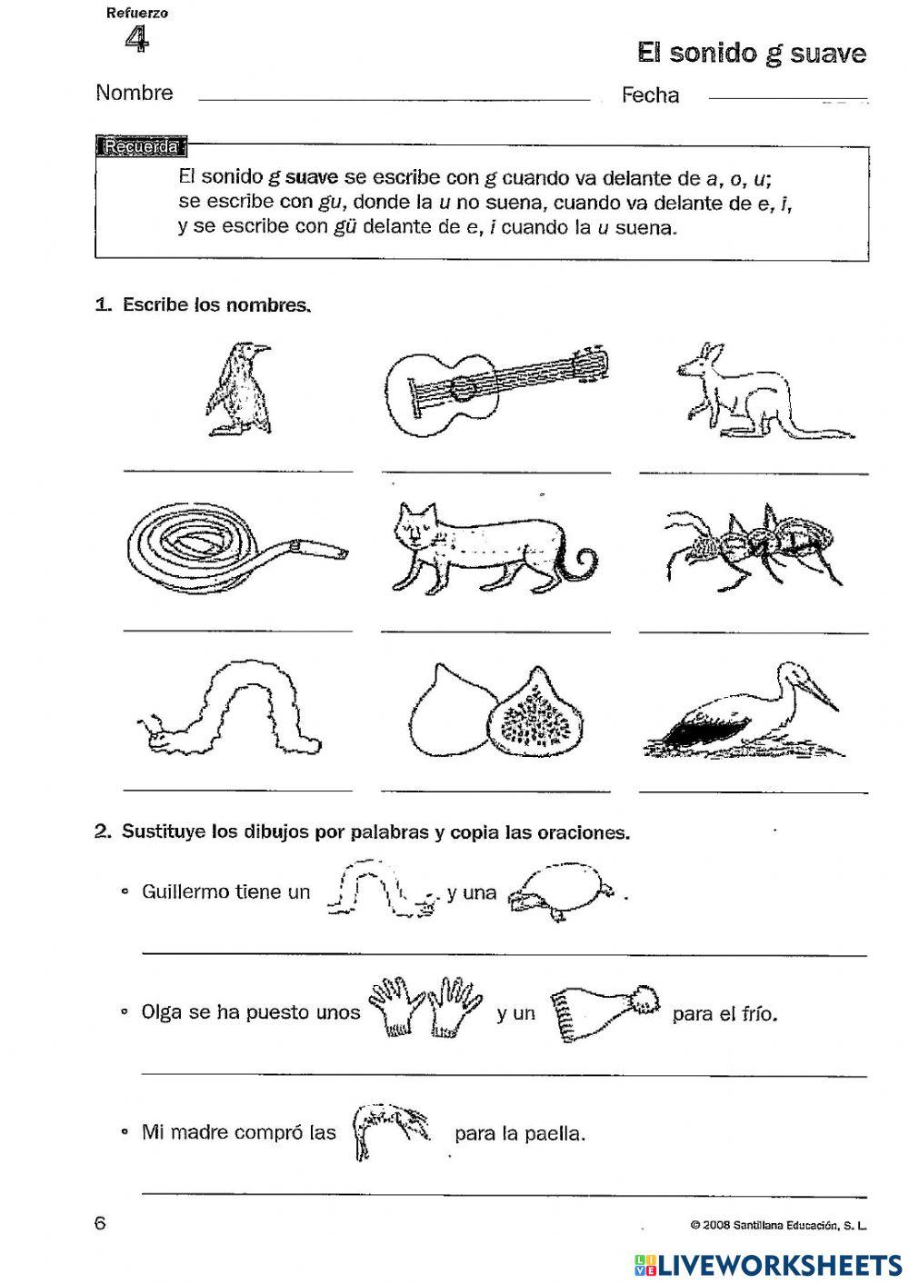 Sonido G activity | Live Worksheets
