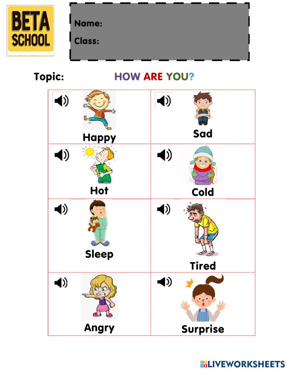 How are you? activity for 1-3 | Live Worksheets
