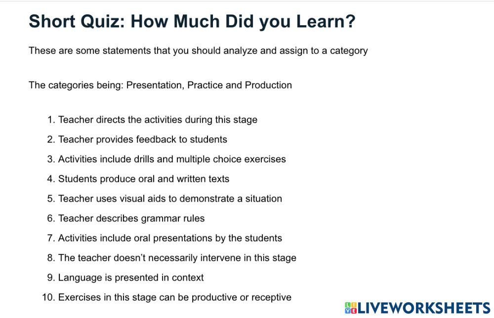 Short quiz | Free Interactive Worksheets | 1752812