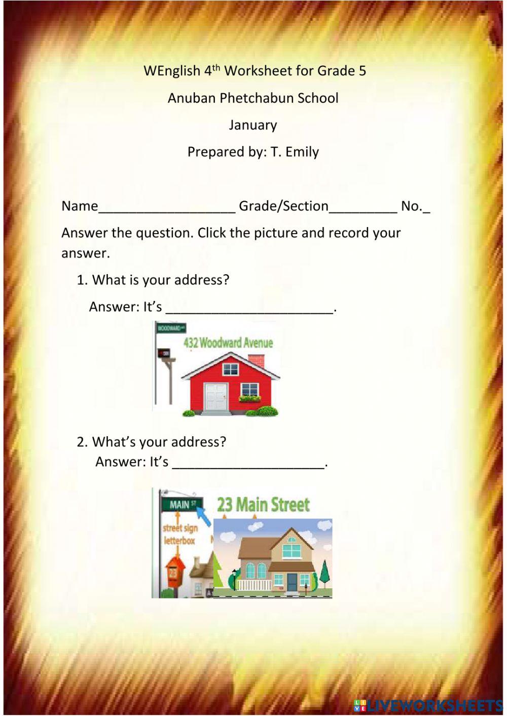 Asking Address worksheet | Live Worksheets