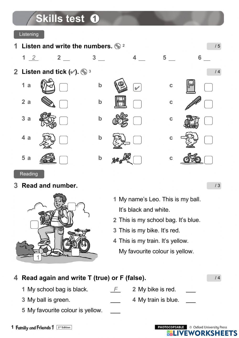FF1 (2nd)-Skills Test 1 online exercise for | Live Worksheets