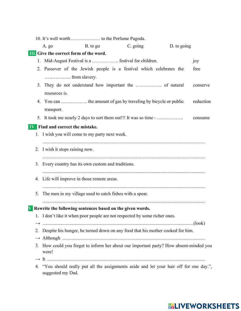 Semester 1 grade 9 worksheet | Live Worksheets