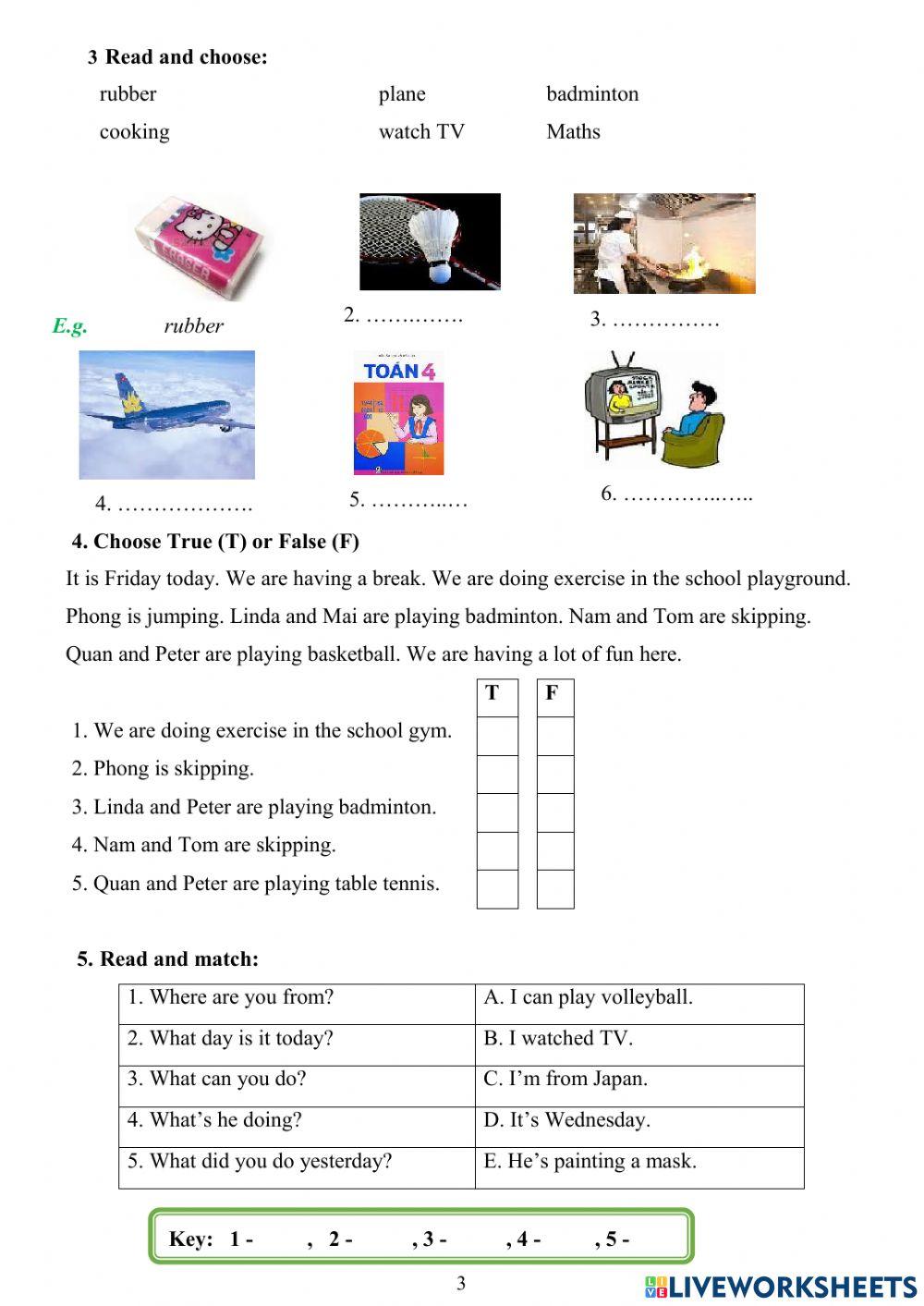 Đề số 3 - đề thi hk 1 - grade 4 worksheet | Live Worksheets