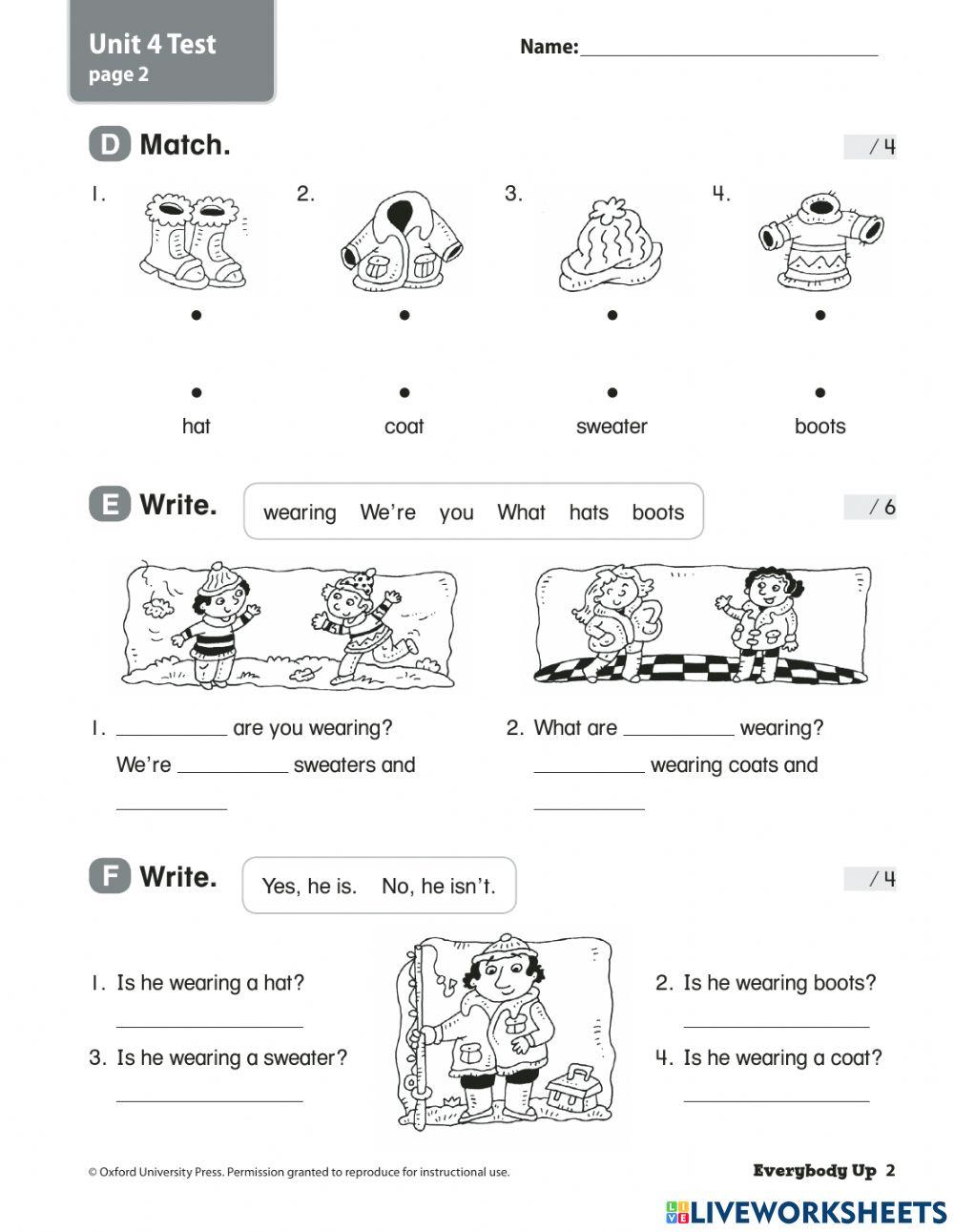 Test unit 4 EU2 worksheet | Live Worksheets