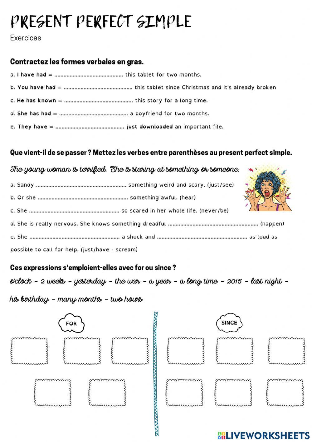 Grammar : Present Perfect Simple worksheet | Live Worksheets
