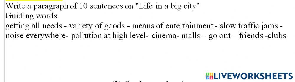 Paragraph activity for 9 | Live Worksheets