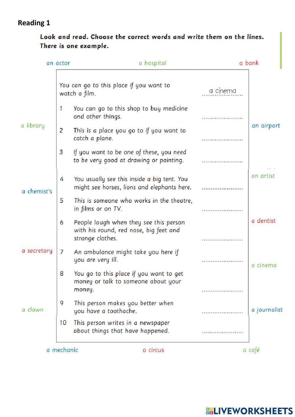 Reading vocabulary activity for 6TH | Live Worksheets