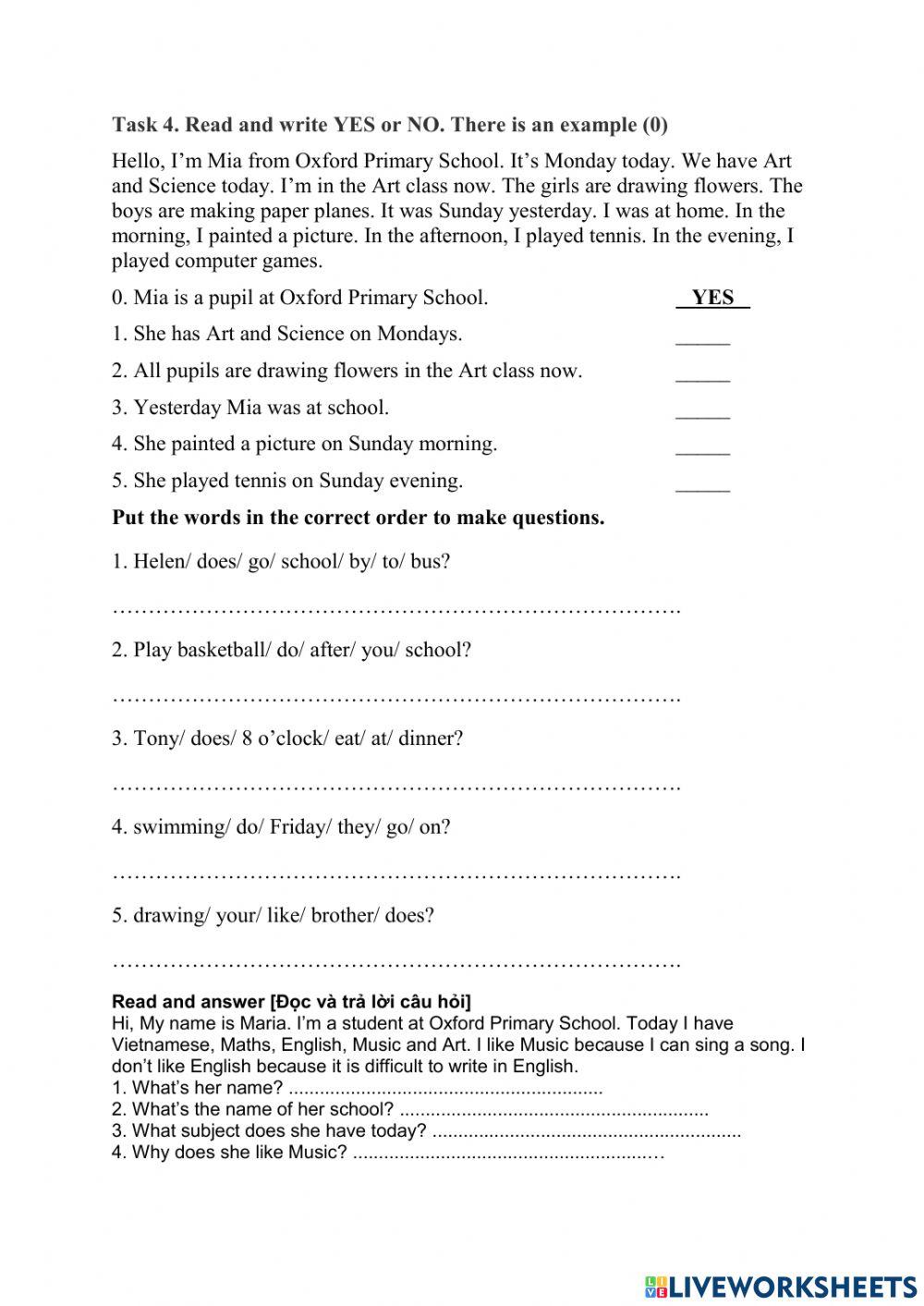 Grade 4 test 3 final test worksheet | Live Worksheets