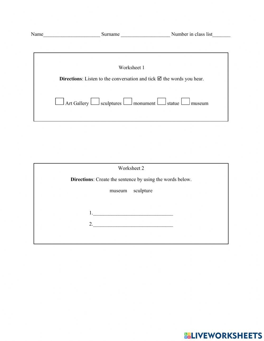 Worksheet online exercise for m3 | Live Worksheets