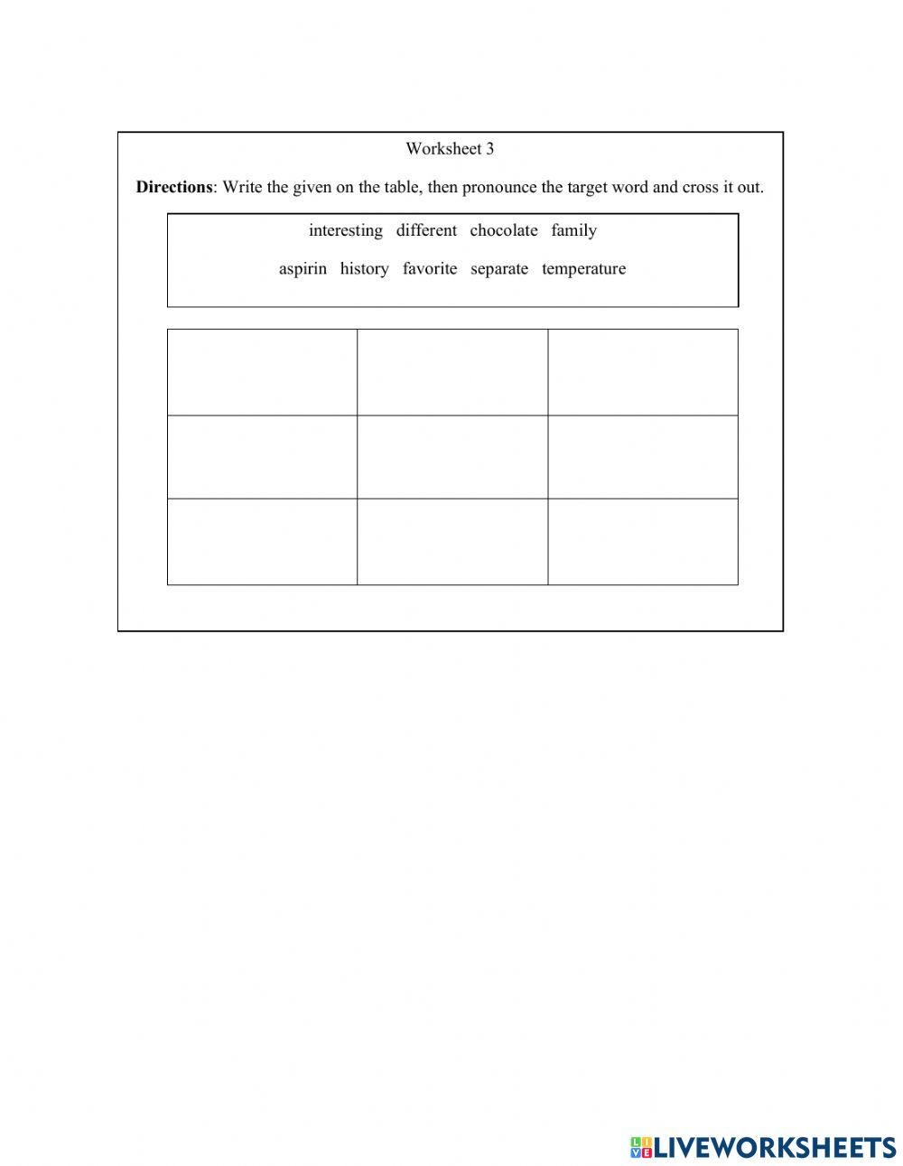 Worksheet online exercise for m3 | Live Worksheets