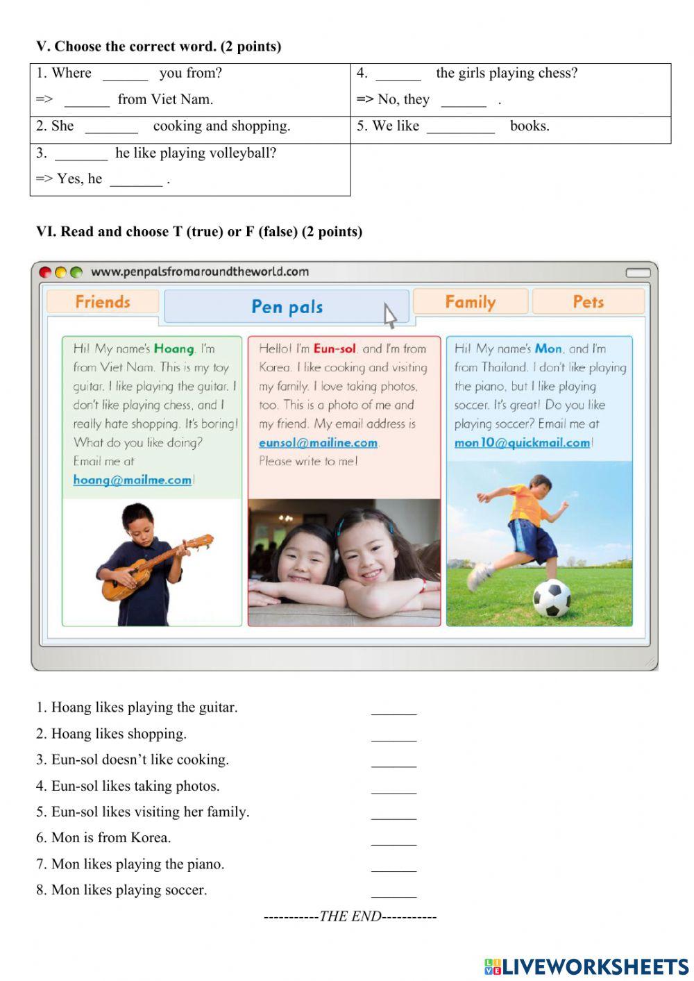 GRADE 5 (THE FIRST TERM TEST) online exercise for | Live Worksheets