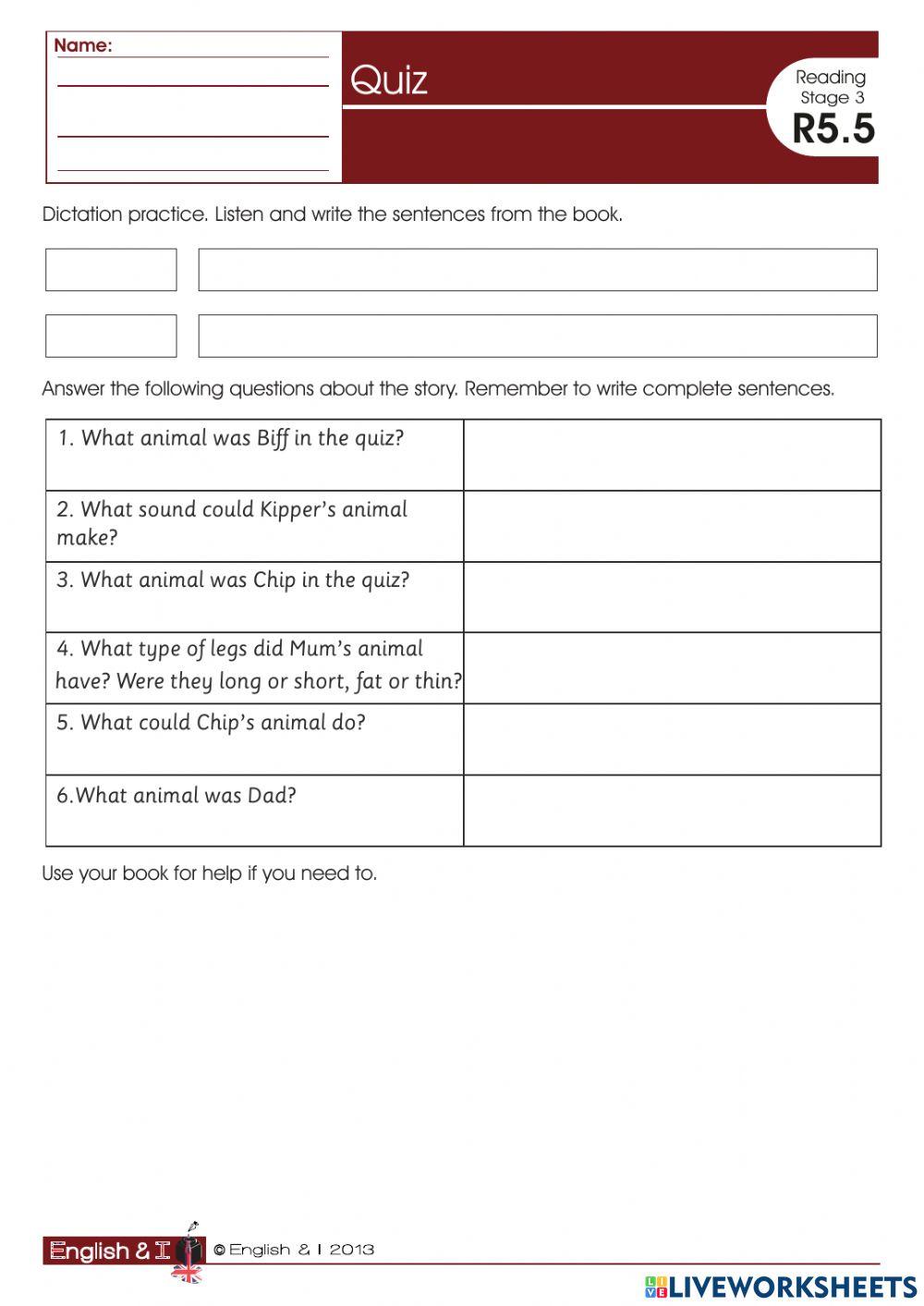 2nd-Stage 3-R5.5-LIVE online exercise for | Live Worksheets