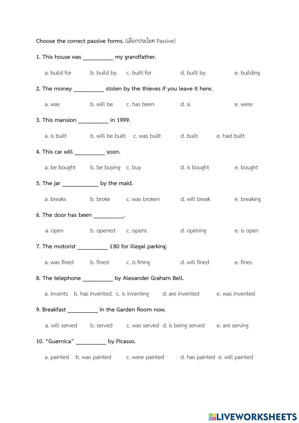 Passive voice excercise online exercise for | Live Worksheets