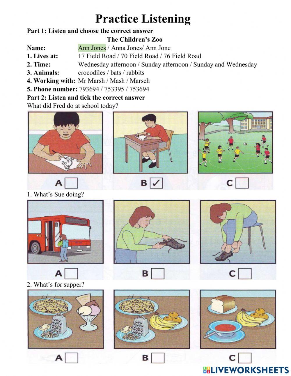 Practice listening online activity | Live Worksheets