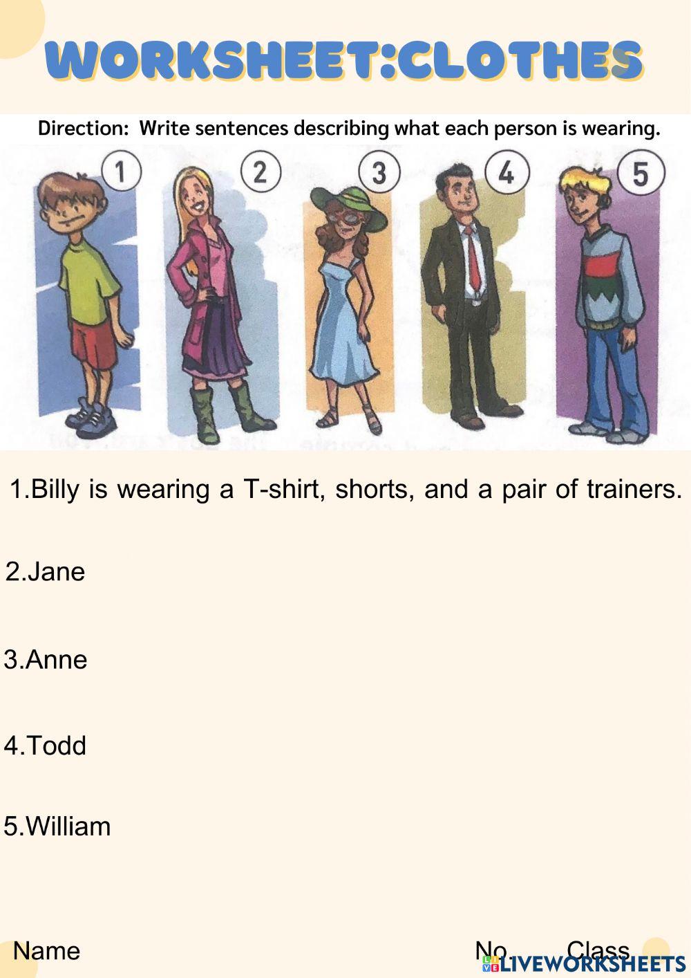 Clothes | Free Interactive Worksheets | 1755217