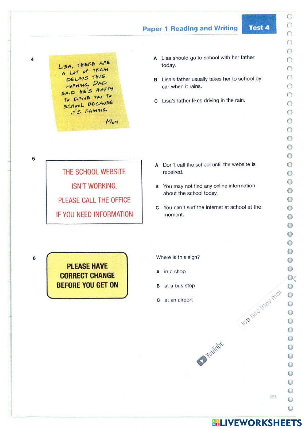 reading full Ready for A2 test 4 2655589