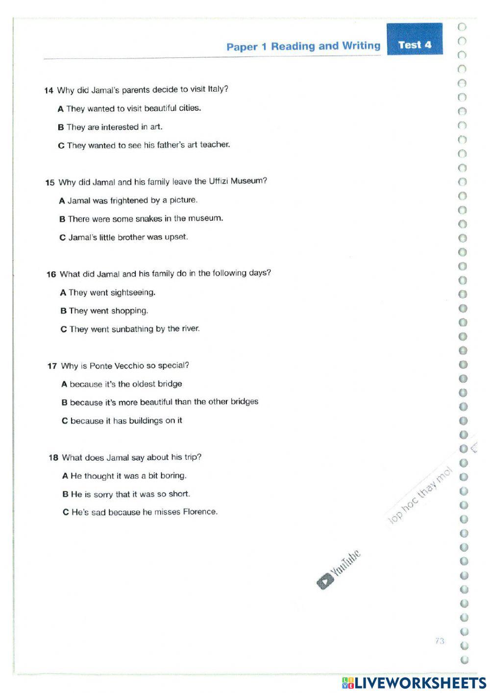 reading full Ready for A2 test 4 2655589