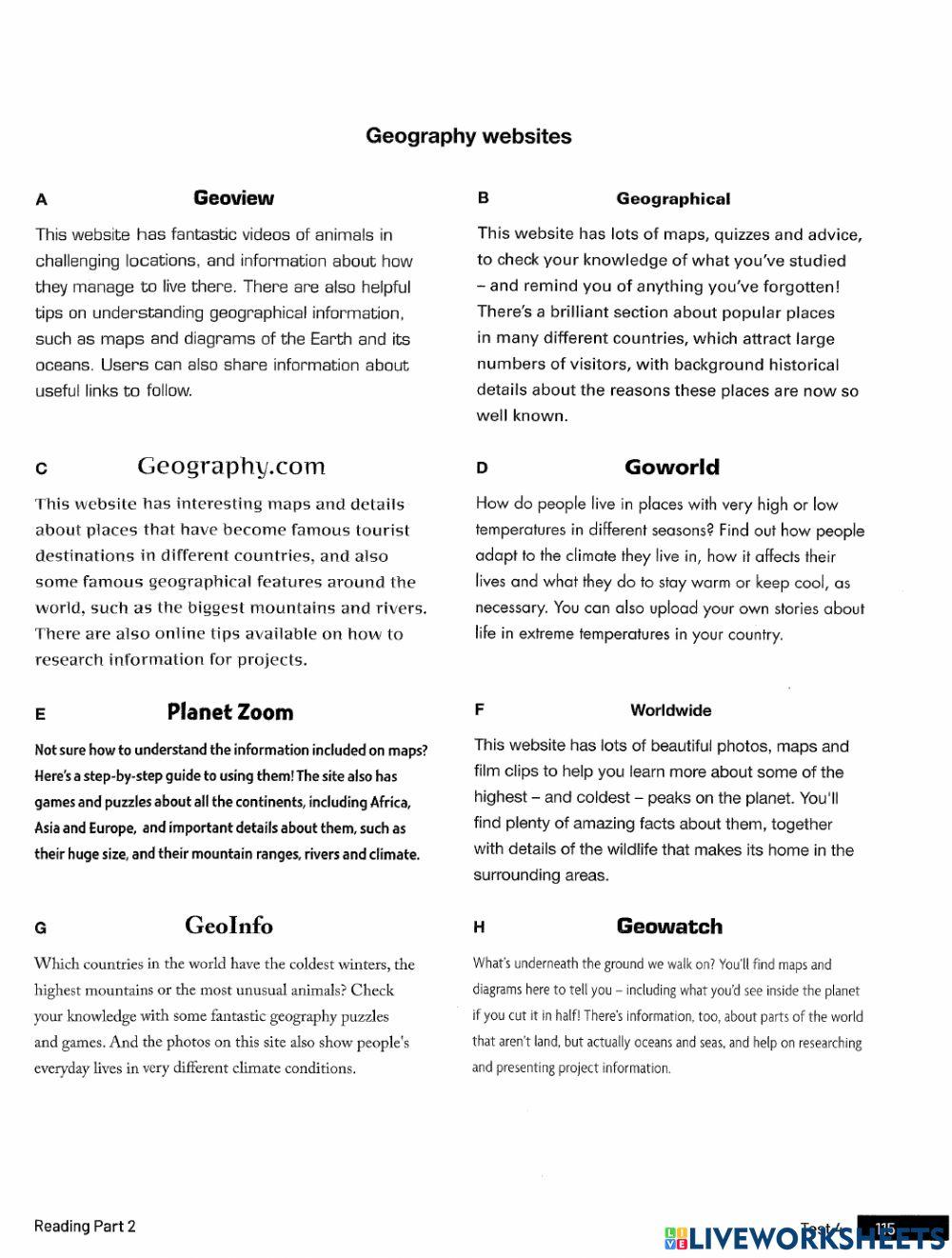 B1 - PET Trainer 2020-reading-test 4 | petpart4 | Live