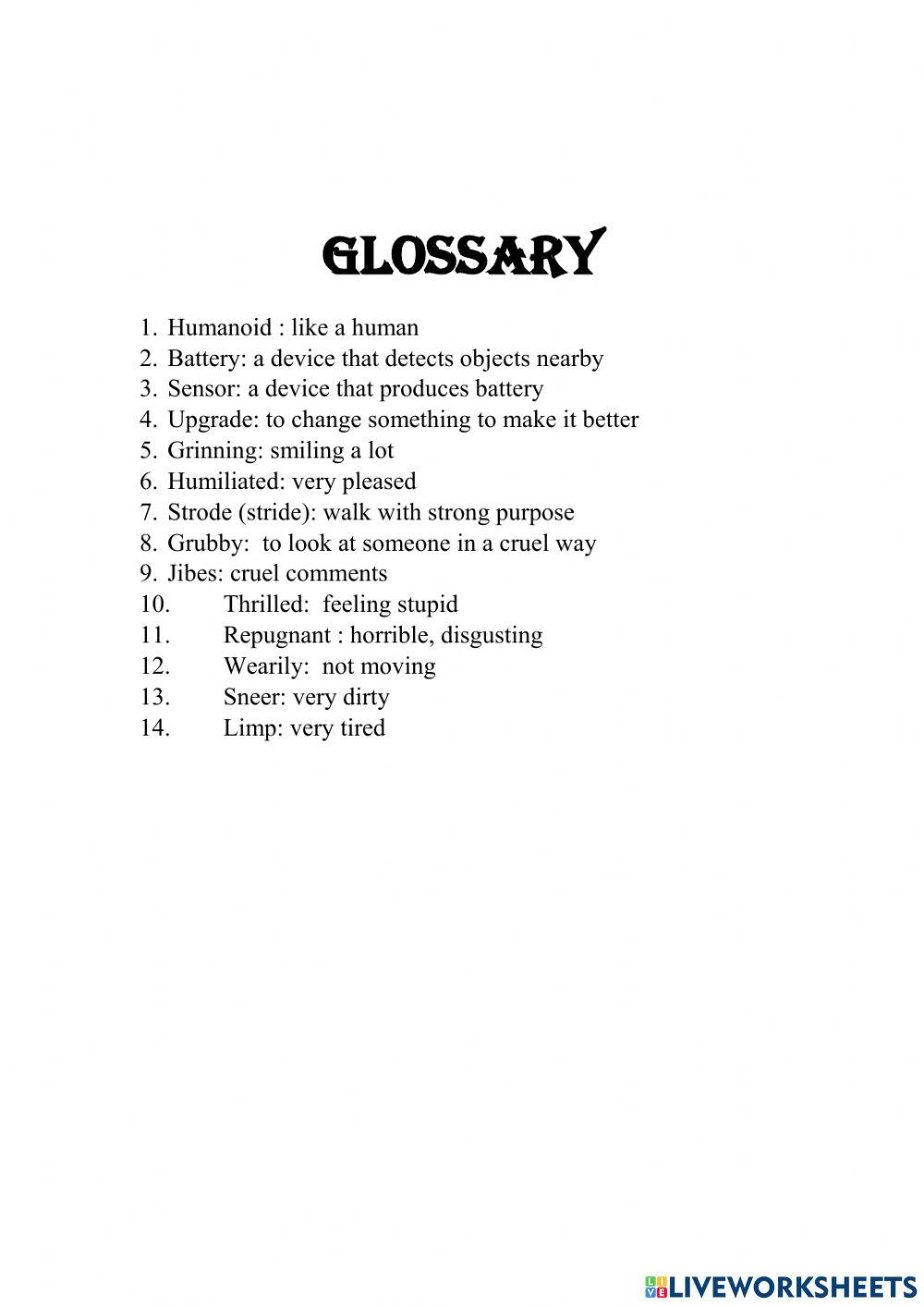 Glossary 1756475 | mariuomy | Live Worksheets