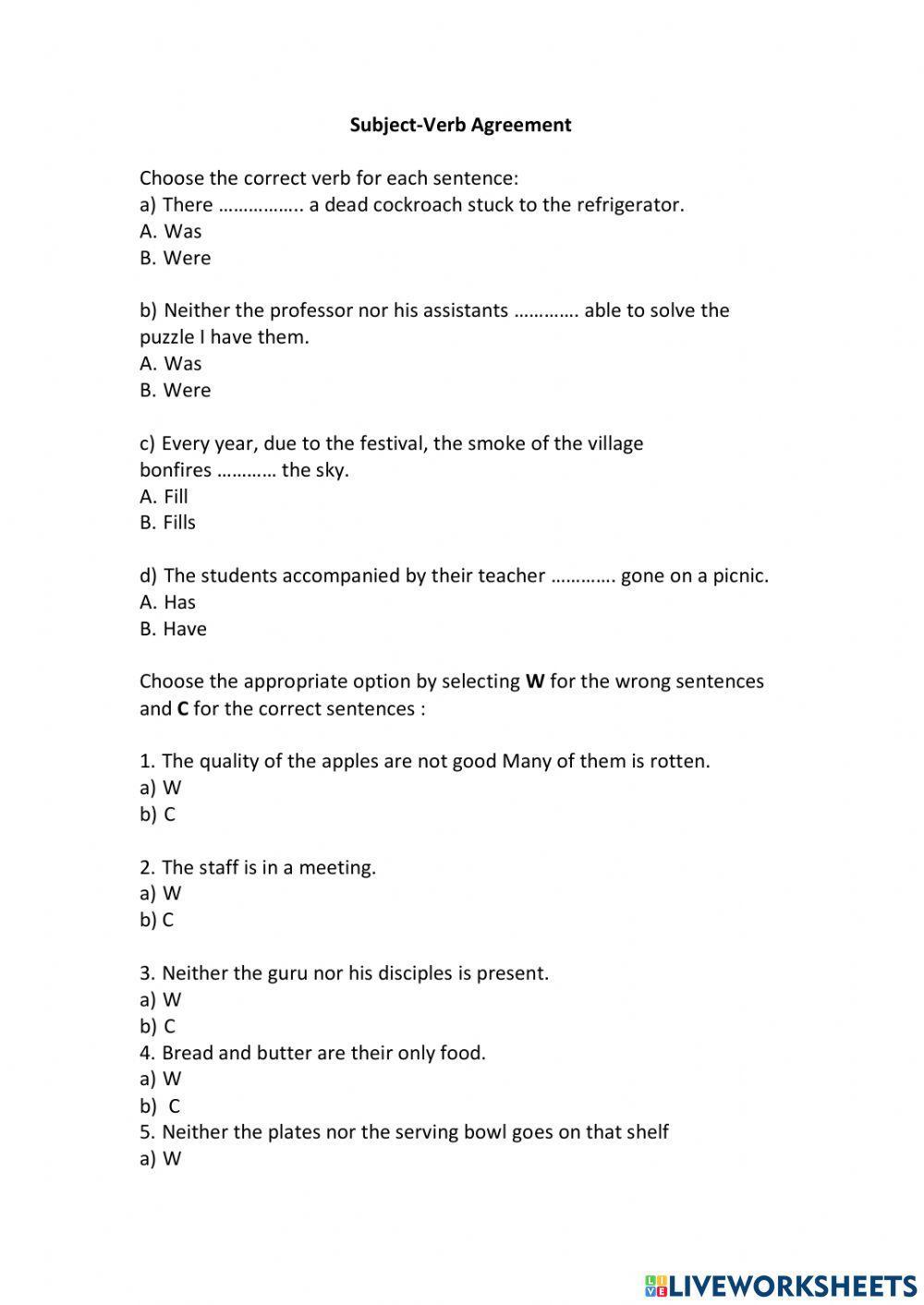 SUBJECT-VERB CONCORD 2649697 | Rekha Meerwal | Live