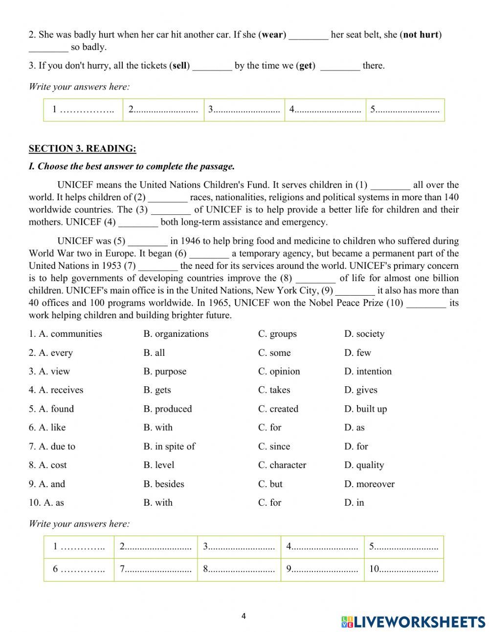 PRACTICE 4 online exercise for | Live Worksheets