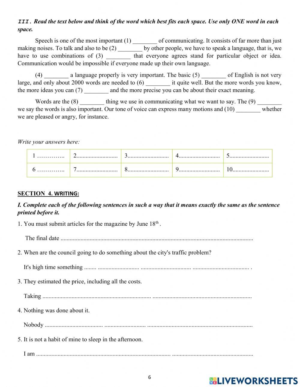 PRACTICE 4 online exercise for | Live Worksheets