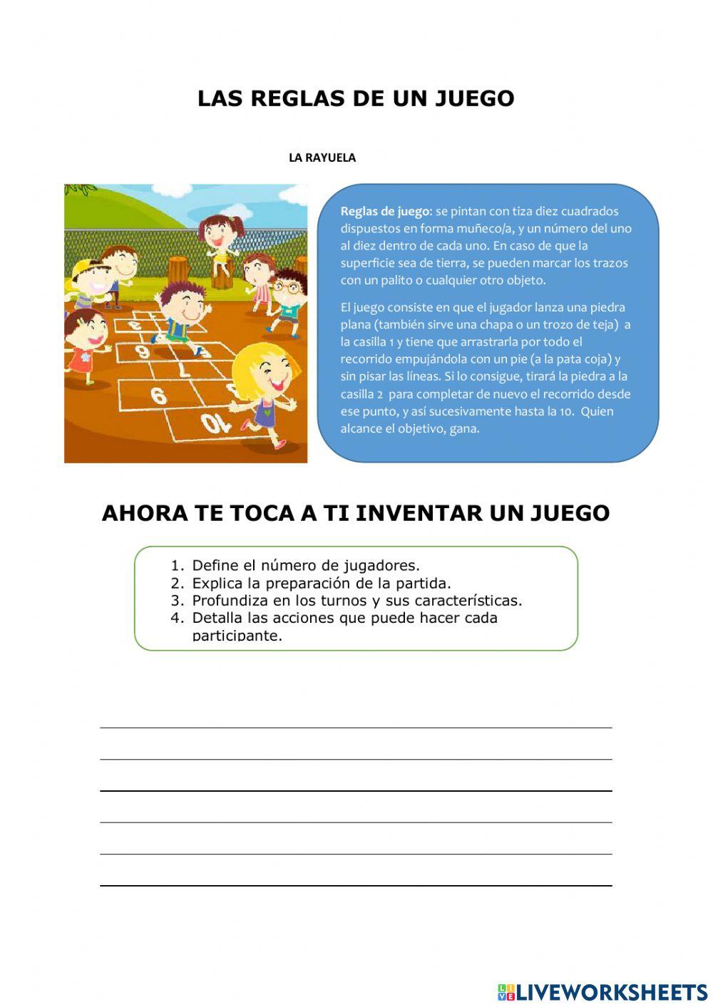 LAS REGLAS DE UN JUEGO worksheet | Live Worksheets