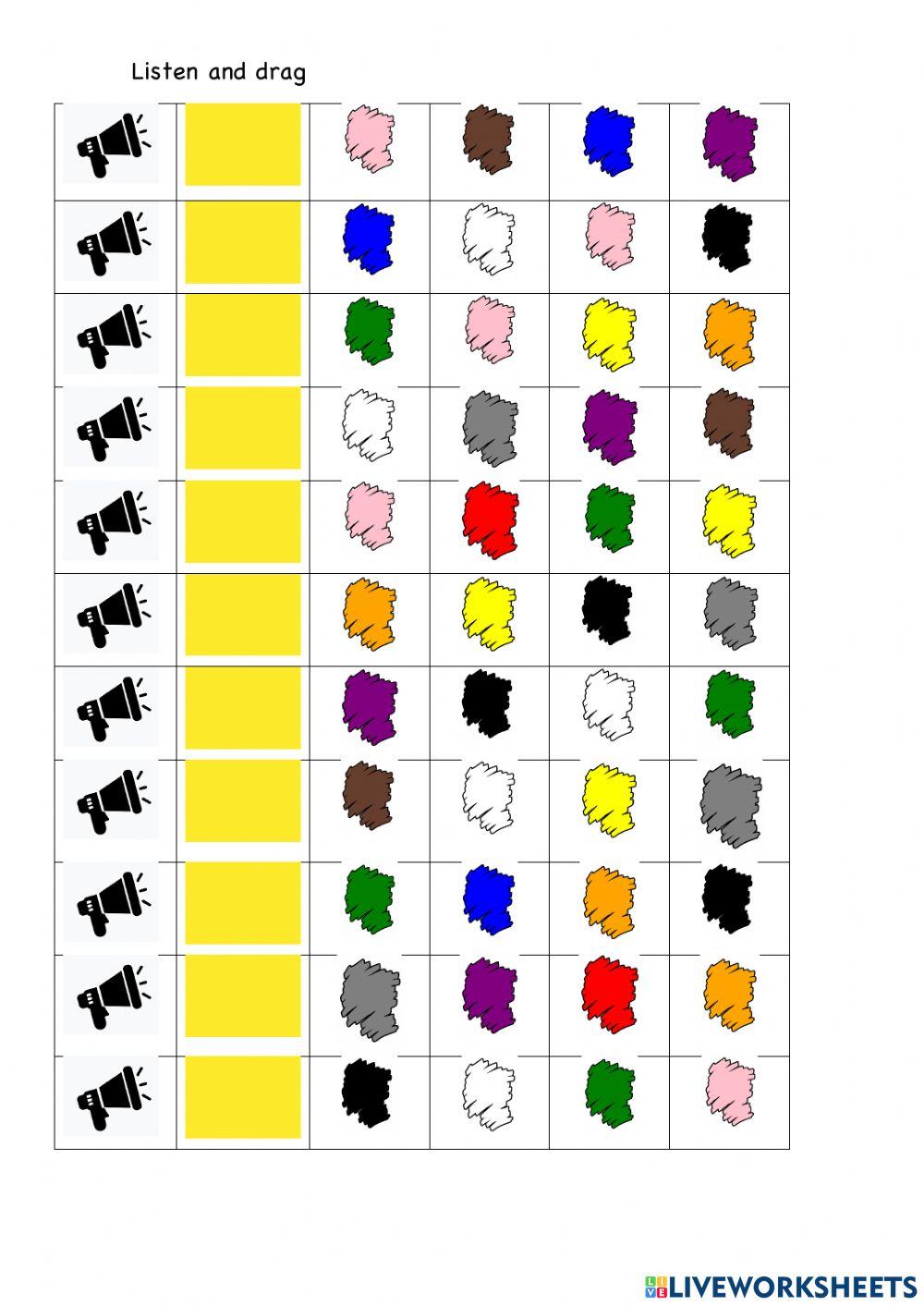 Colour song. drag the right color worksheet | Live Worksheets