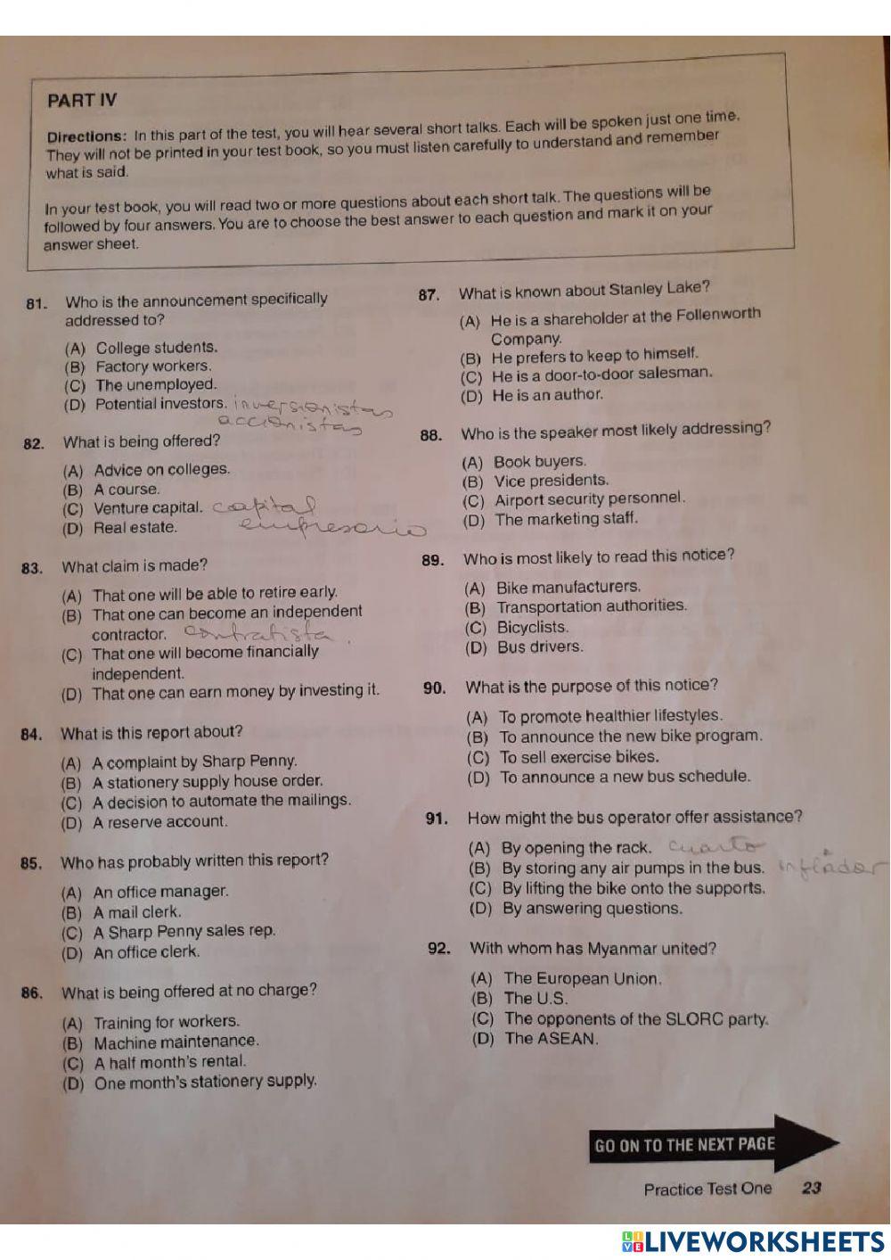Toeic listening activity | Live Worksheets