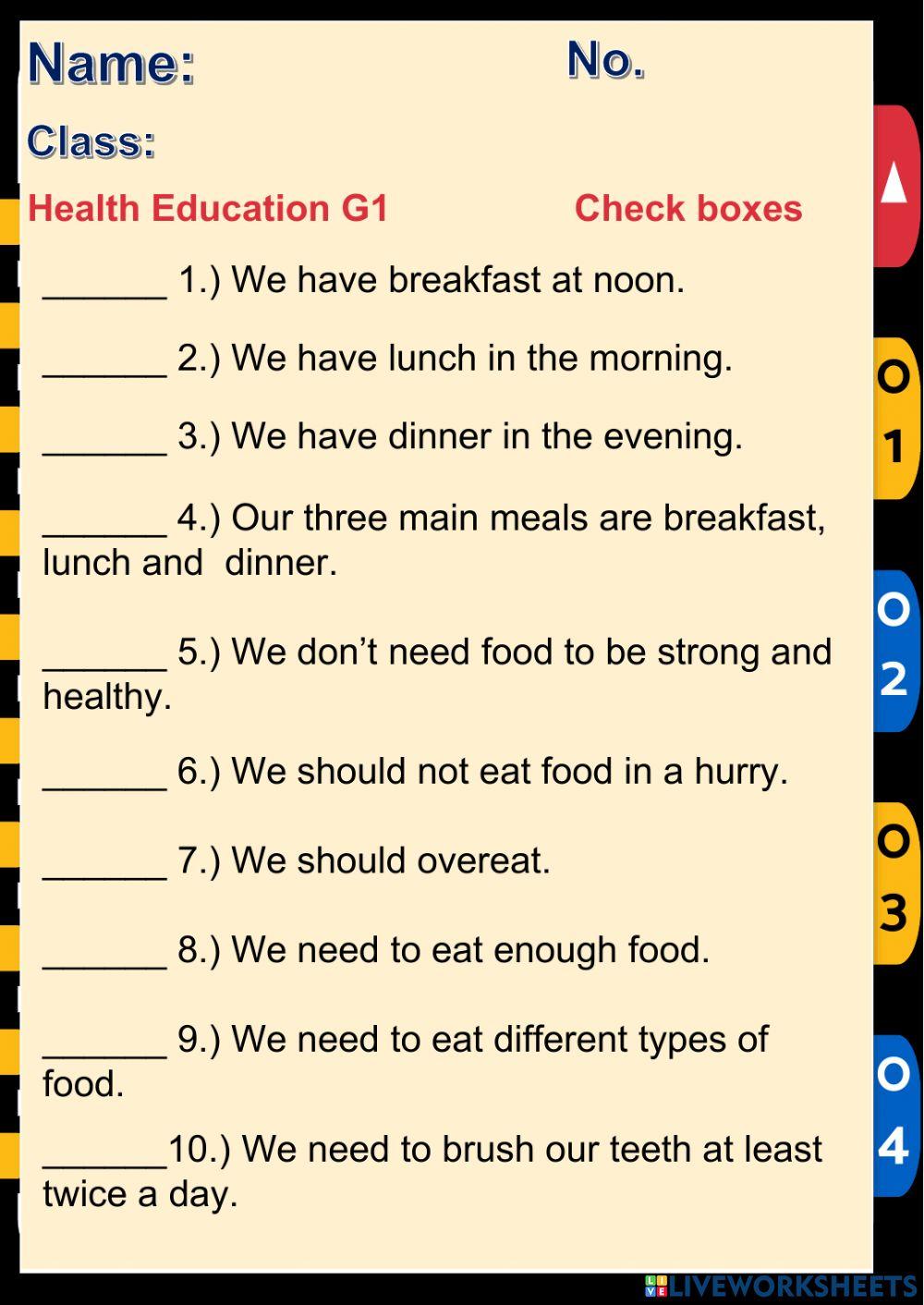Health G 1 Midterm Pretest online exercise for | Live Worksheets