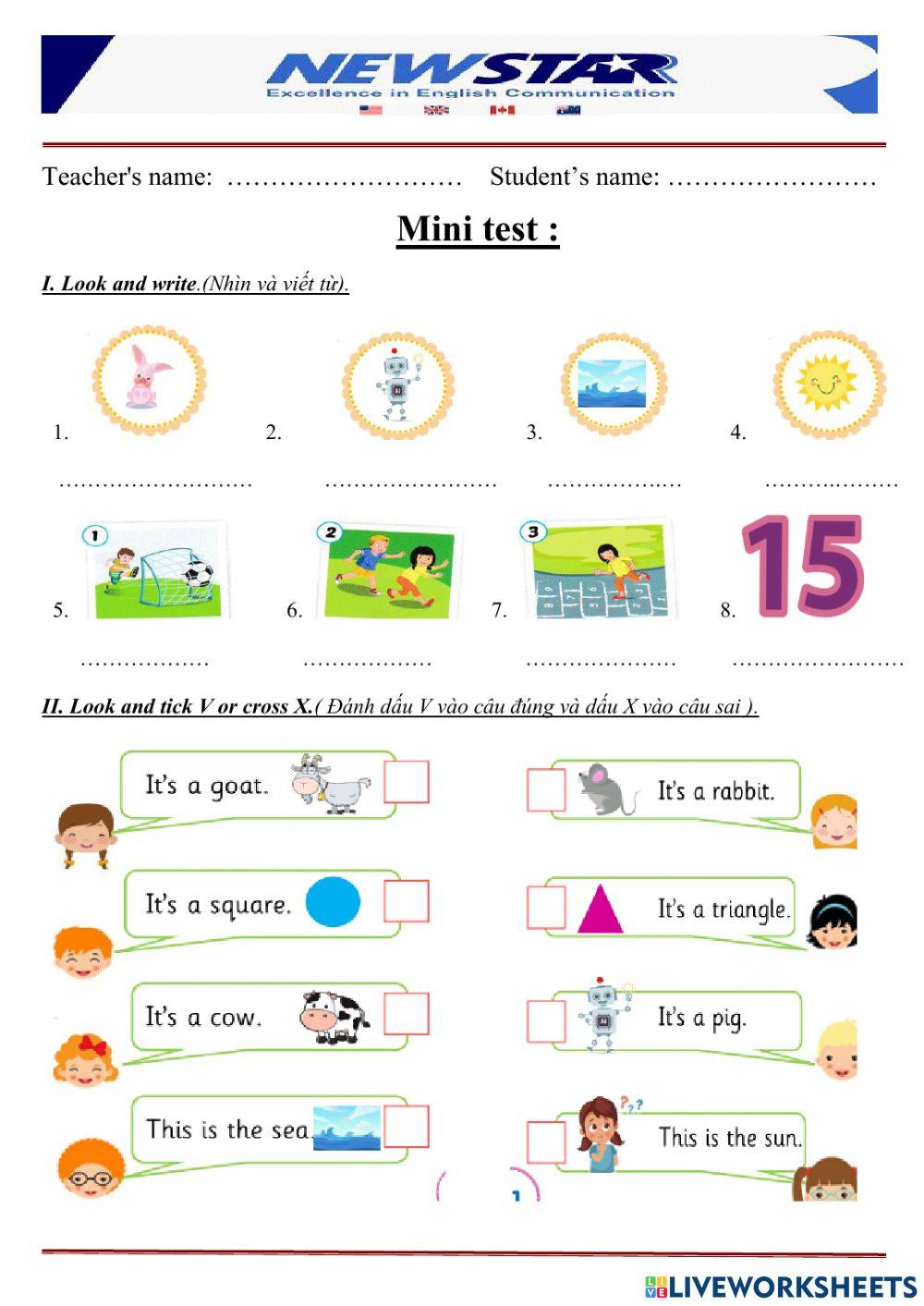 Mini test 7-Smart start 2 online exercise for | Live Worksheets