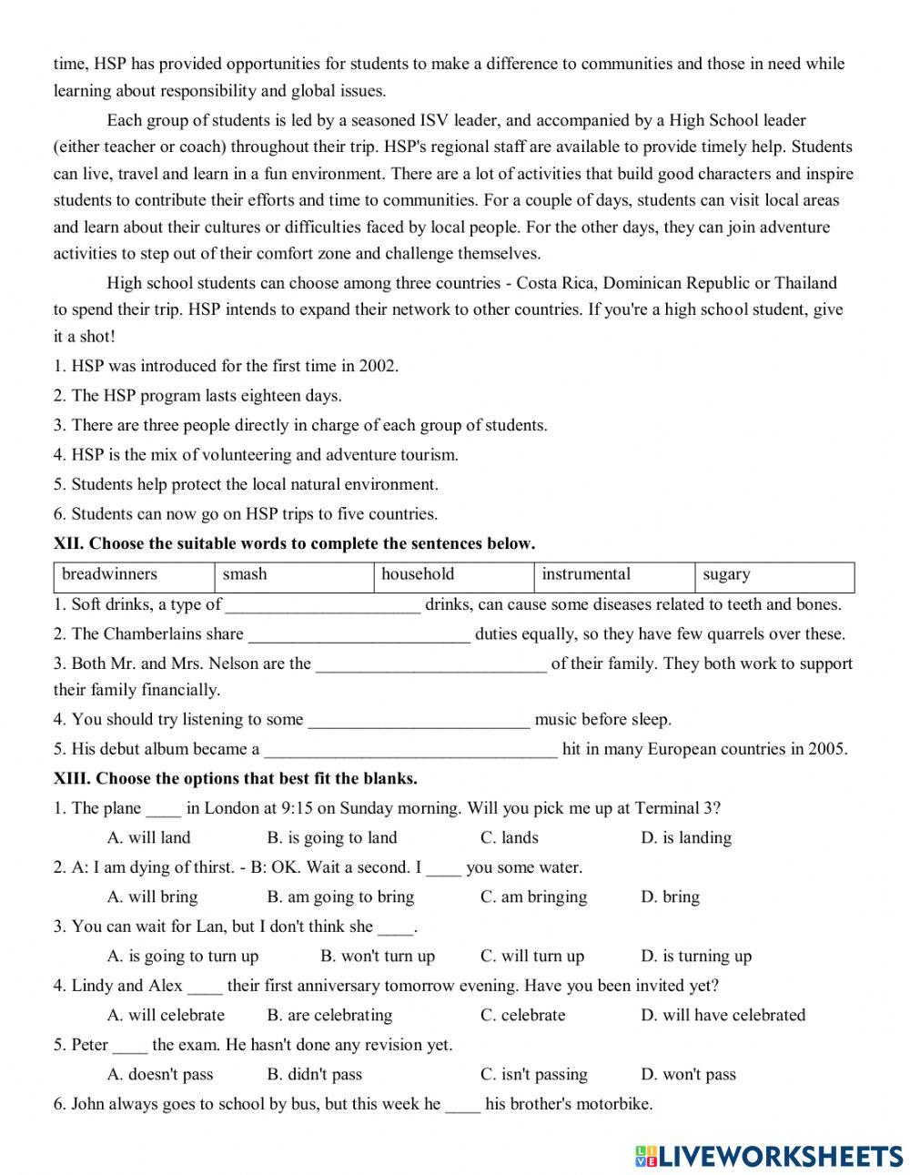 G10 -first term test B worksheet | Live Worksheets