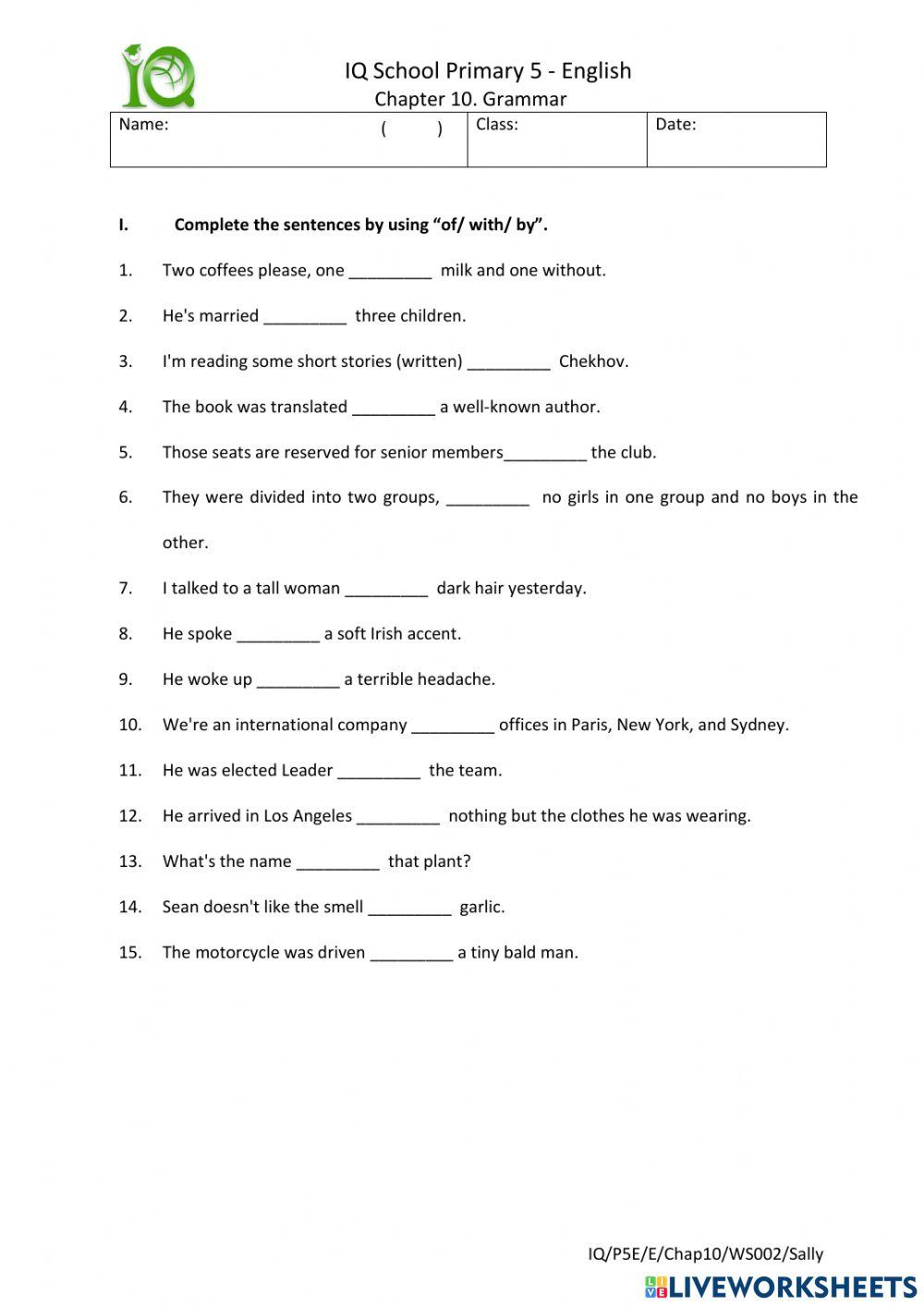 Chapter 10 - Pr… | Free Interactive Worksheets | 1757966