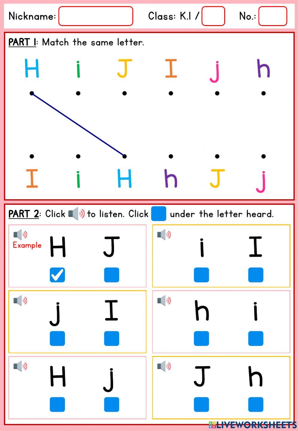 Kindergarten 1 English revision worksheet online exercise for | Live ...