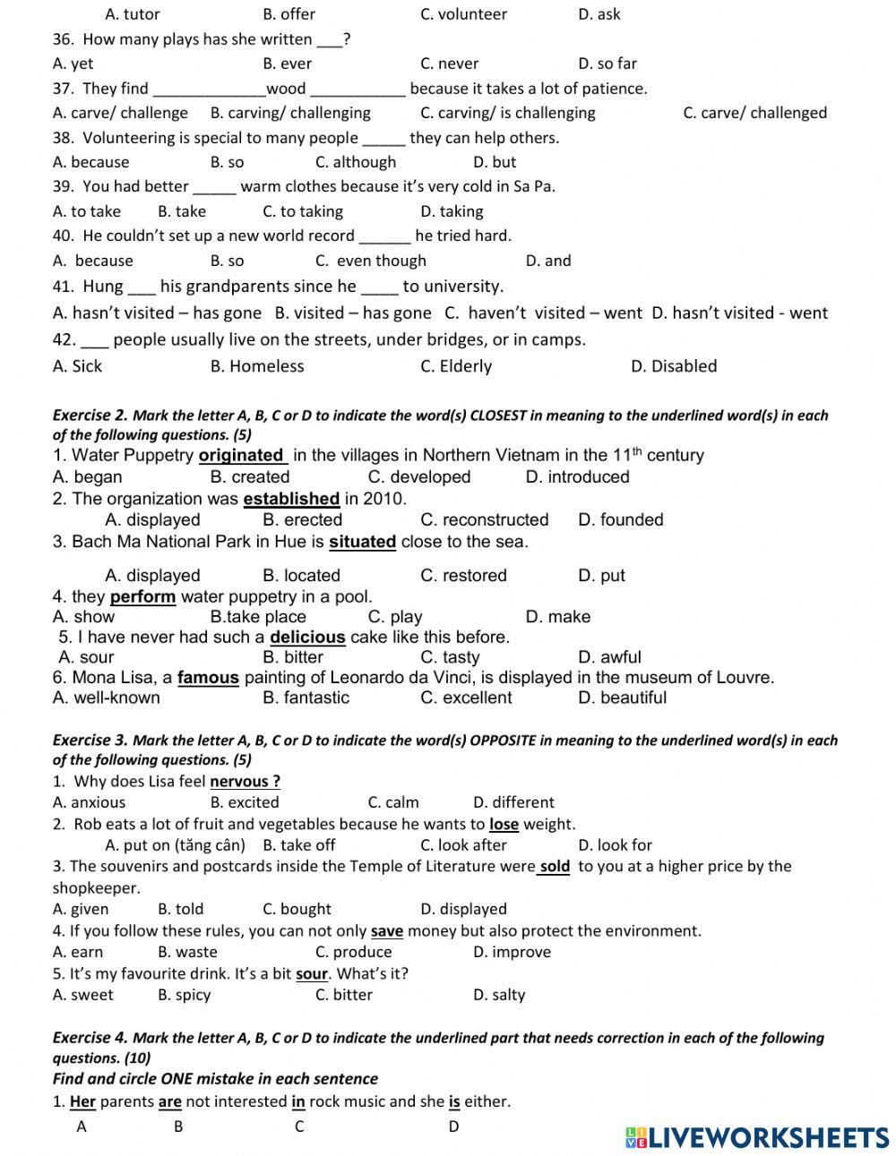 G7-review worksheet | Live Worksheets