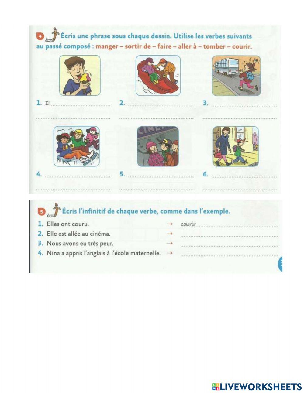 Les Verbes Au Passé Composé Interactive Worksheet Live Worksheets
