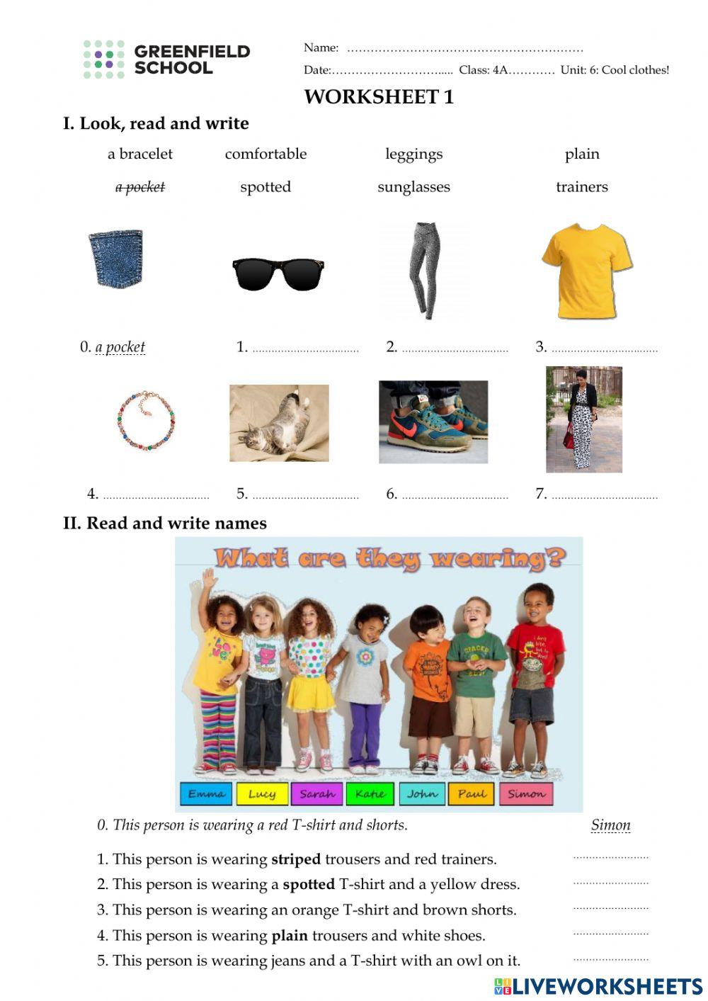 Clothes online exercise for 4 | Live Worksheets