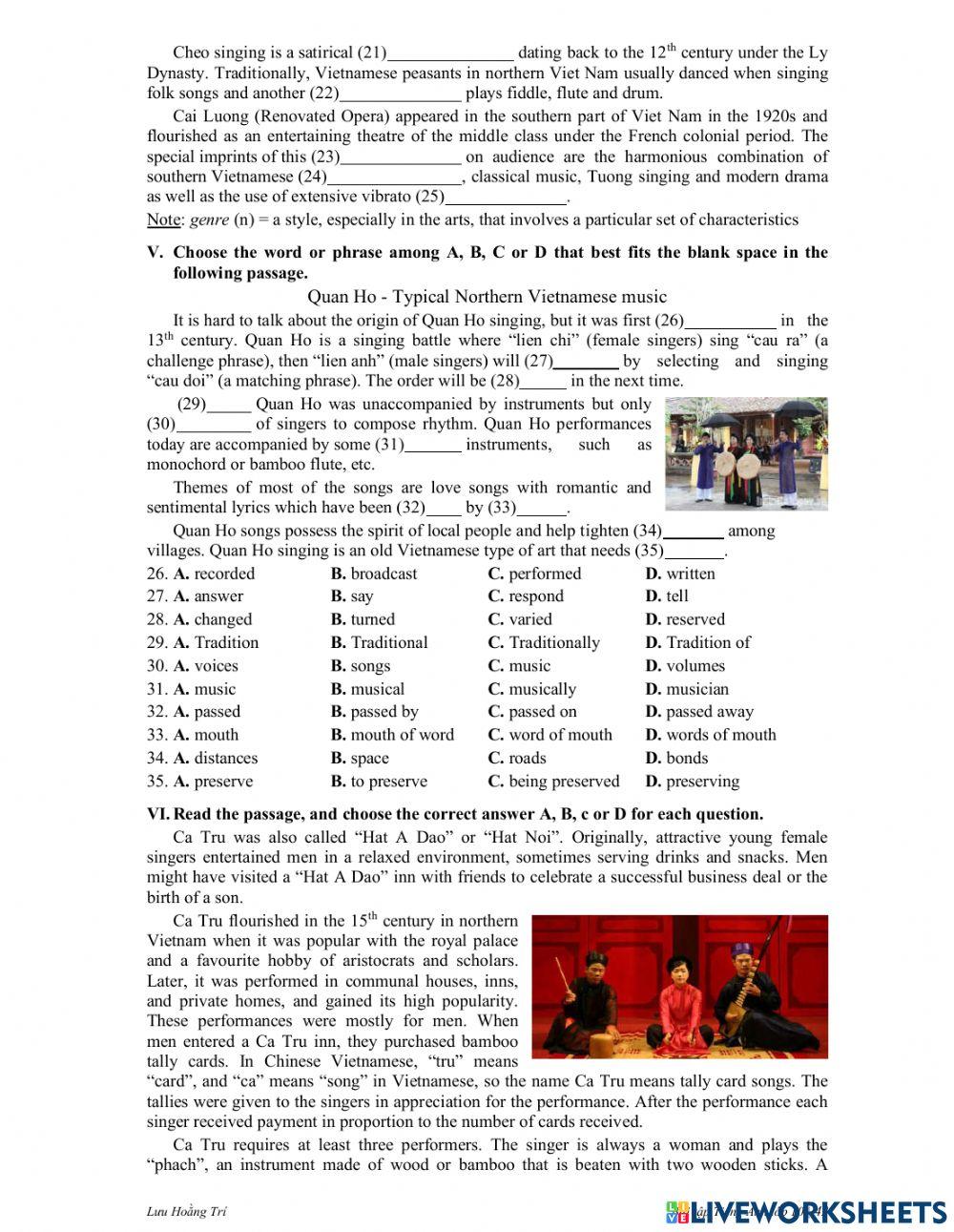 Unit 3: music activity | Live Worksheets