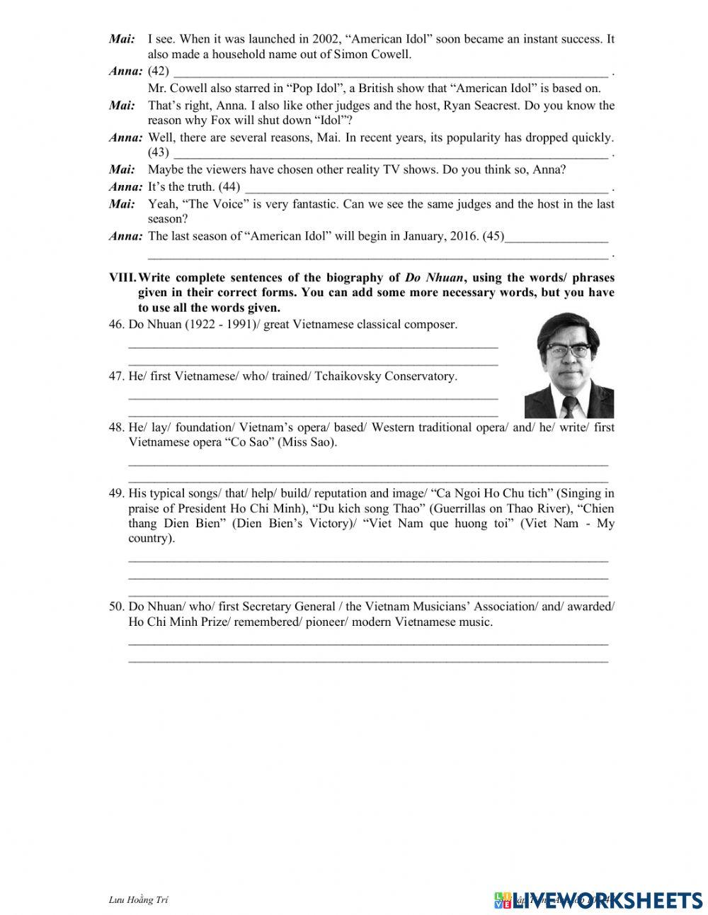 Unit 3: music activity | Live Worksheets