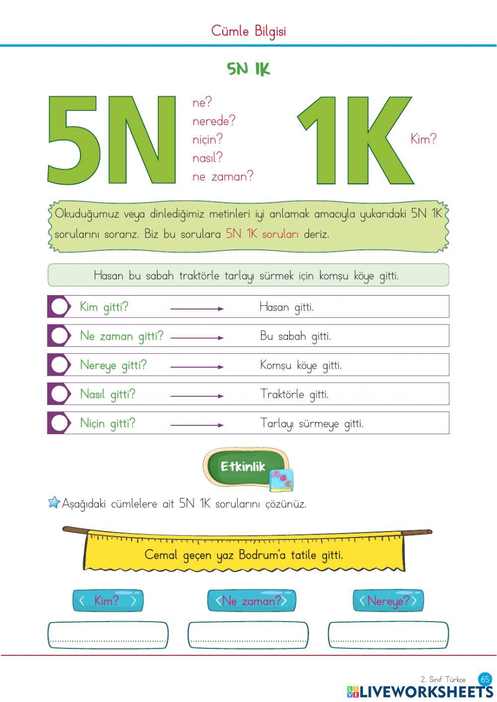 1758865 | 5n 1k | Yasemin Erenoğlu | LiveWorksheets