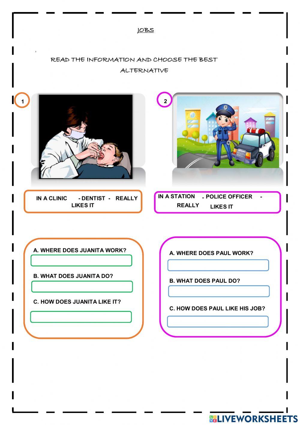 Job | Free Interactive Worksheets | 1758994