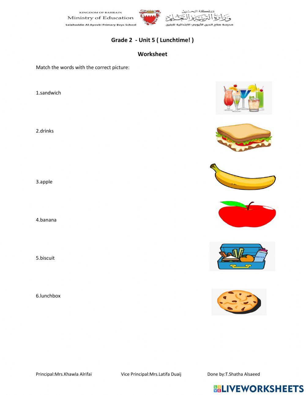 Unit 5 ( Lunchtime)A online exercise for | Live Worksheets