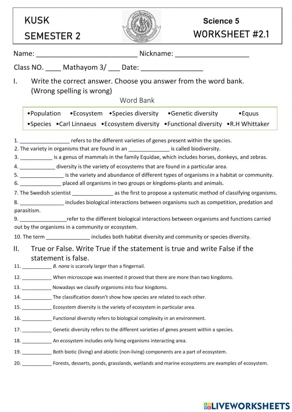 Basic M3 2.1 online exercise for | Live Worksheets