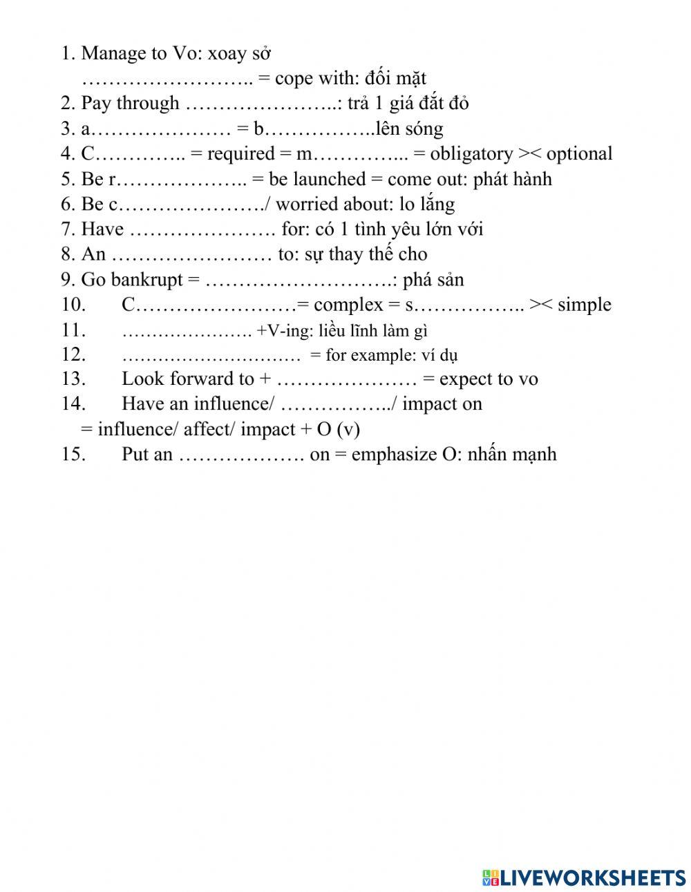 Vocab check online activity | Live Worksheets