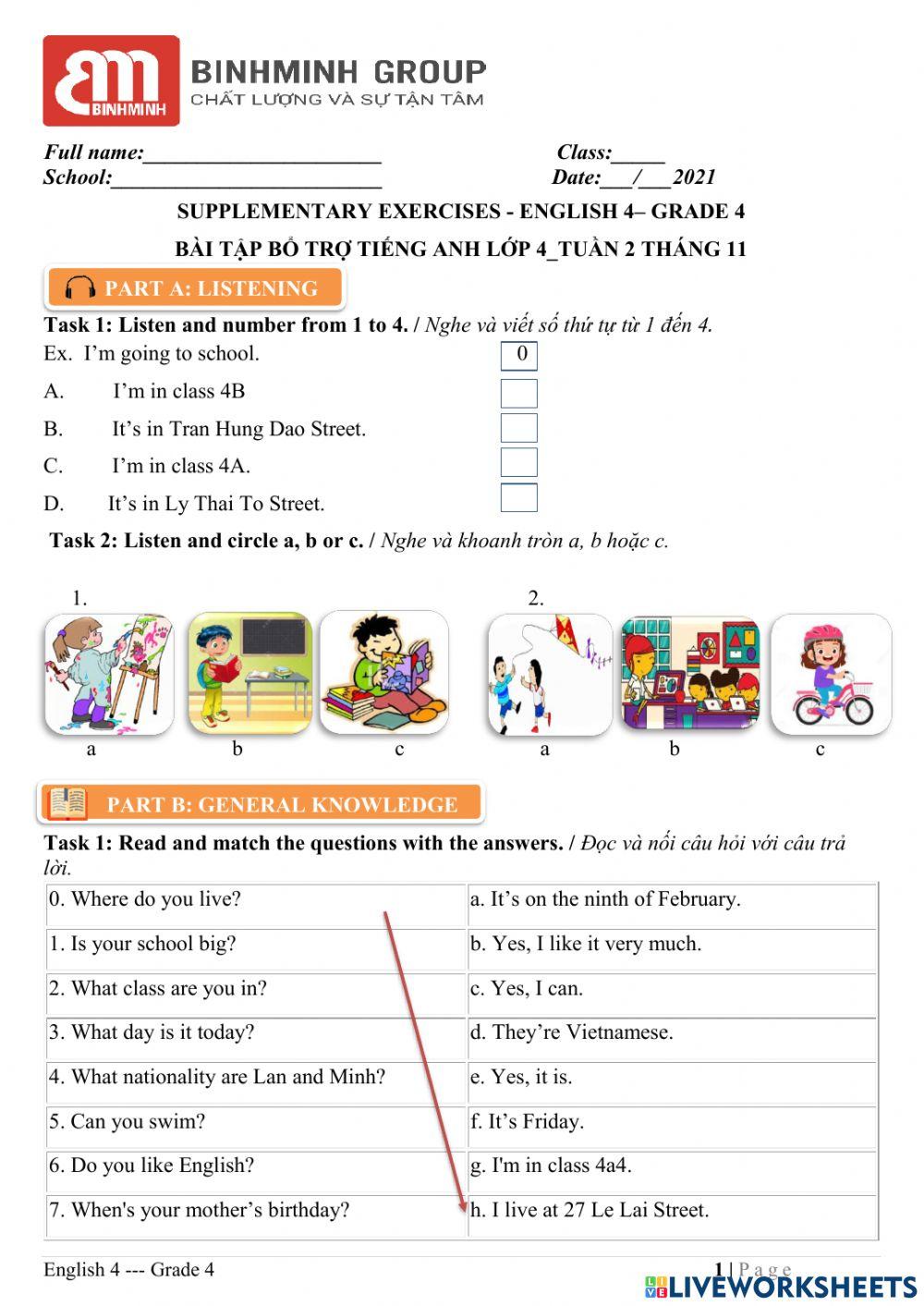 English 4 week 2 November worksheet | Live Worksheets