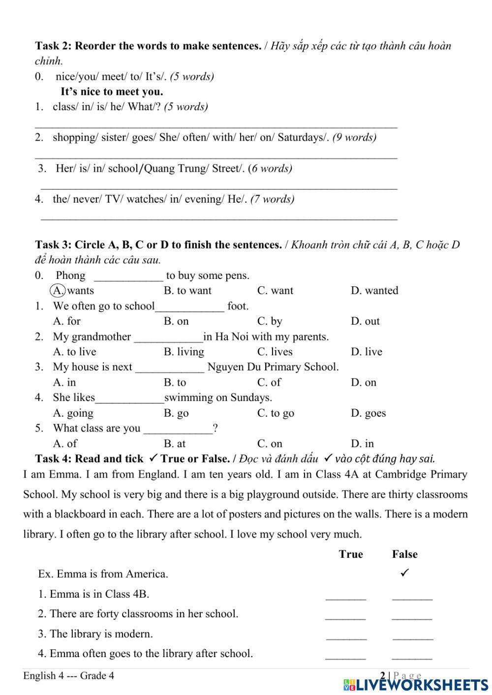 English 4 week 2 November worksheet | Live Worksheets