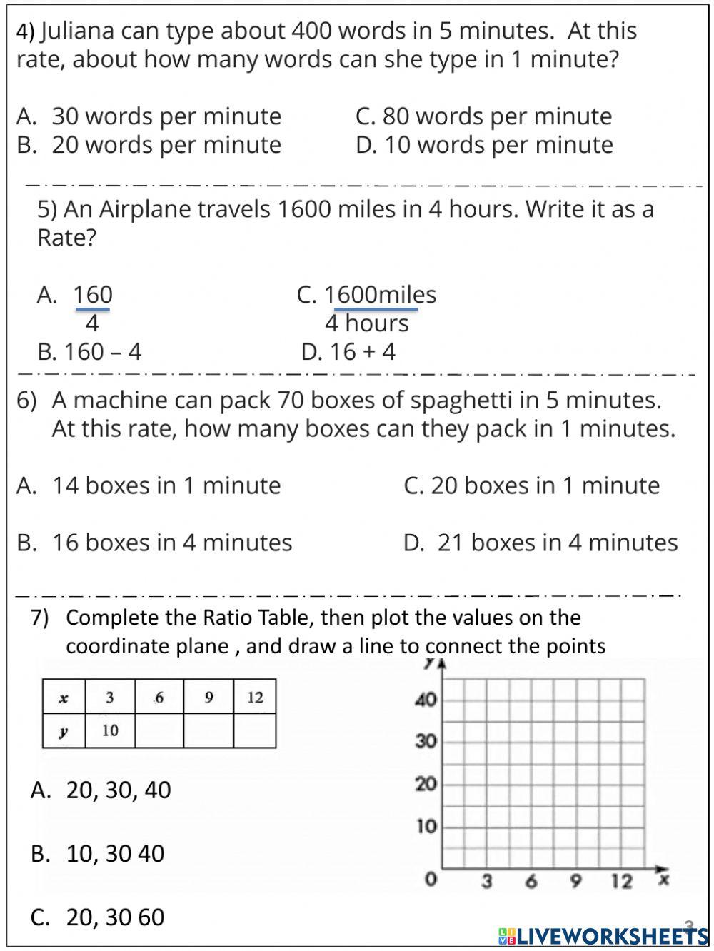 Pdf online exercise: Ratio | Live Worksheets
